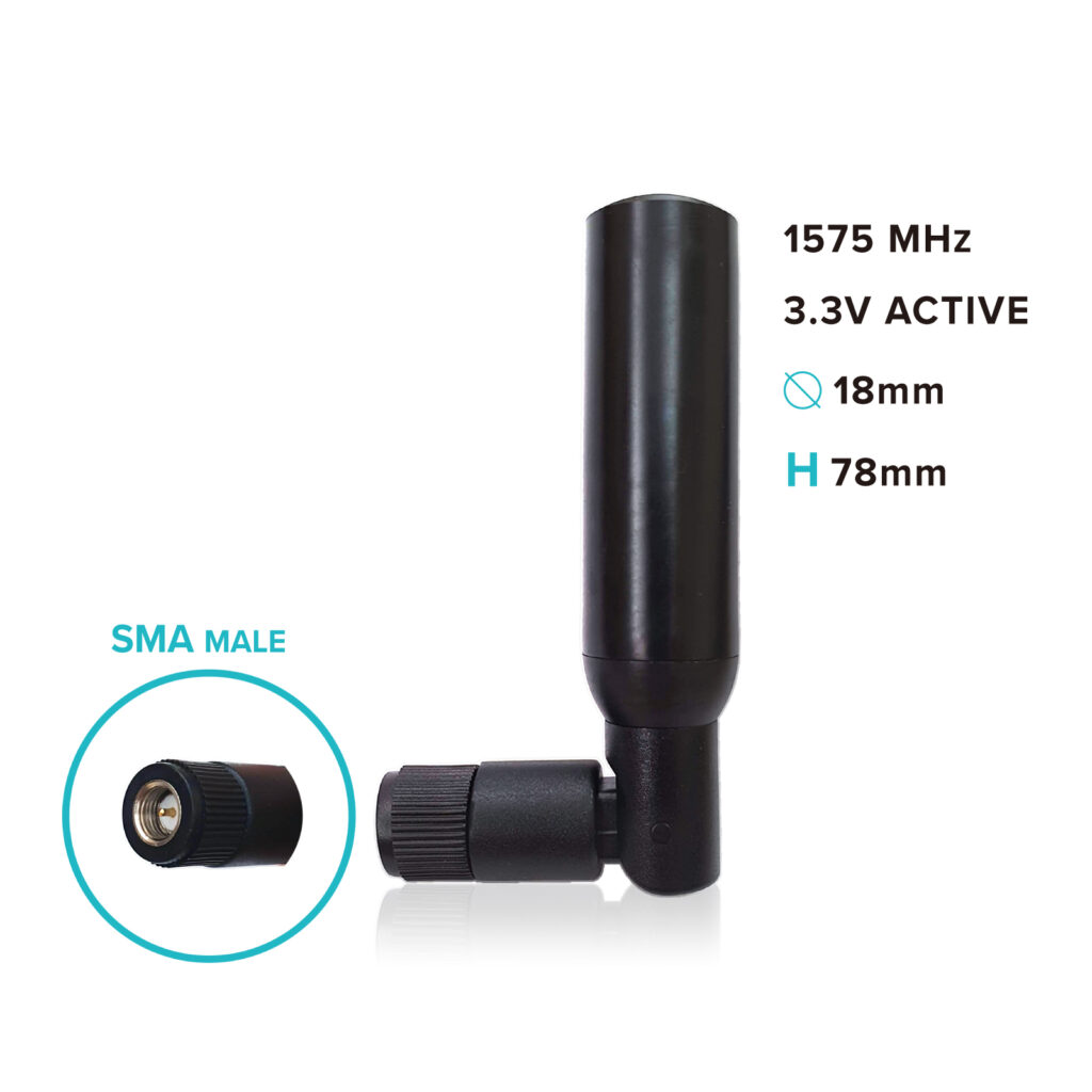 Active GPS Stubby Hinged Adjustable 90 Degree Antenna