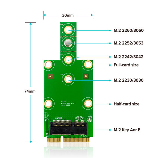 M2A2MP M.2 A E Key to Mini PCIe Wi-Fi module Adapter